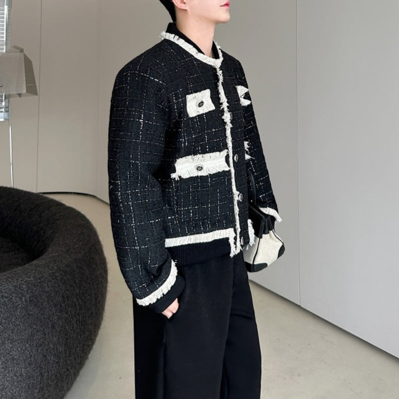 Round Neck Patchwork Raw Edge Suit Jacket – stylesock