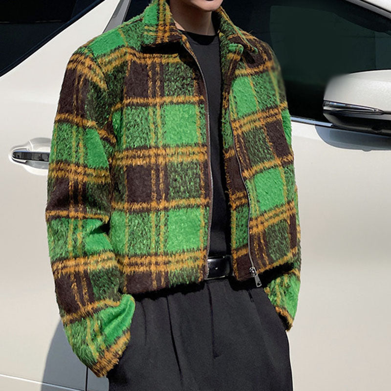 Green Plaid Short Jacket Coat – stylesock