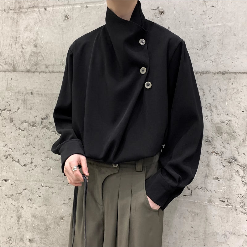 Retro Irregular Button Stand Collar Shirt – stylesock
