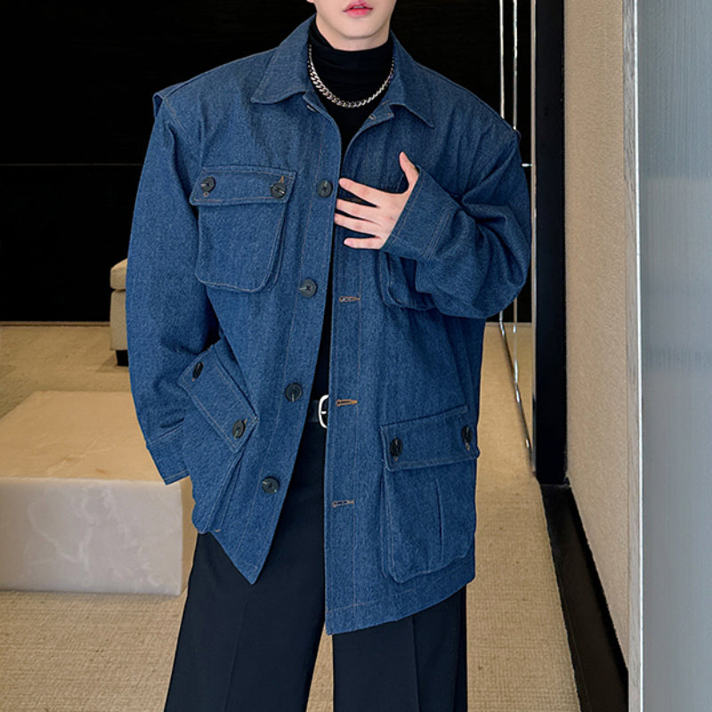 Denim Cargo Jacket with Multiple Pockets – stylesock