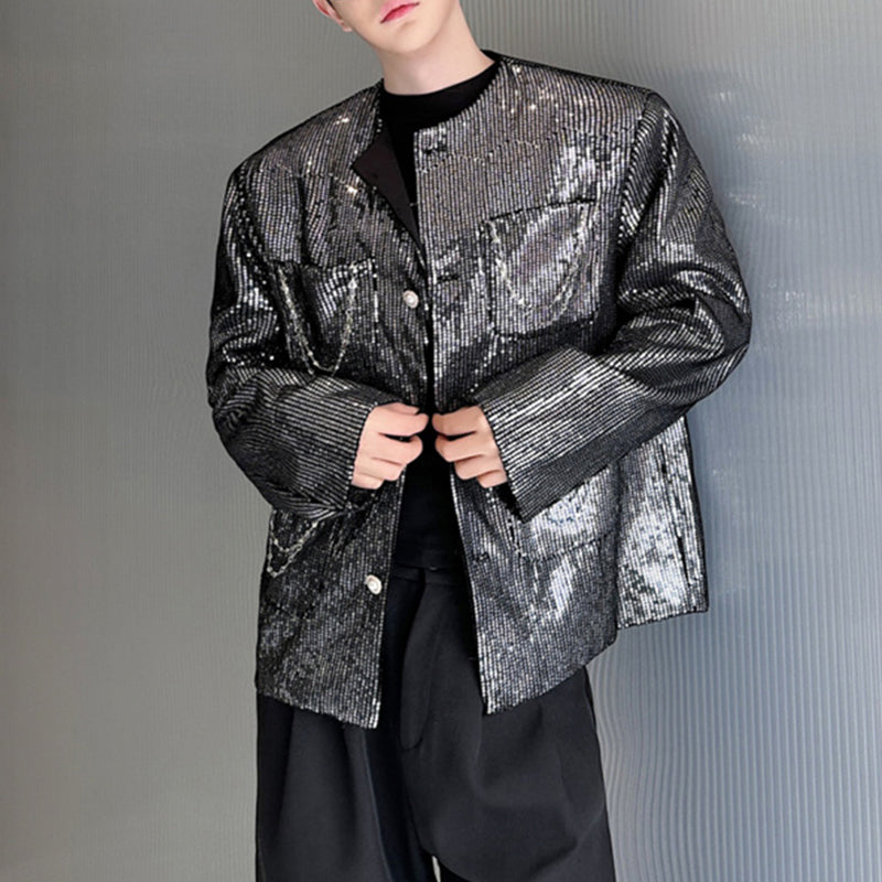 Loose Glossy Collarless Retro Jacket – stylesock