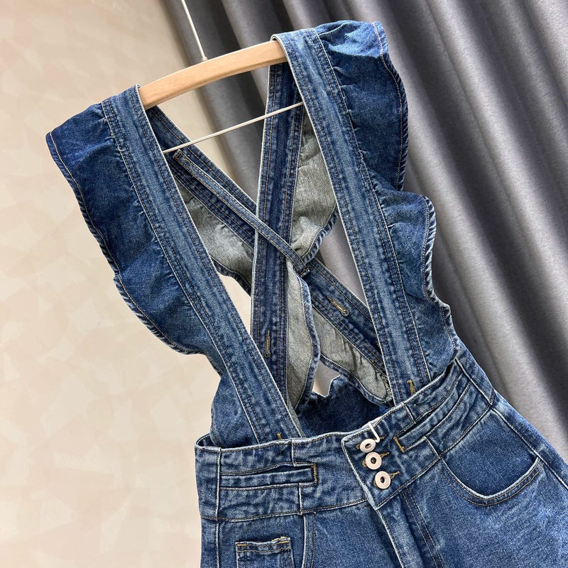 Denim Ruffled Overalls – stylesock