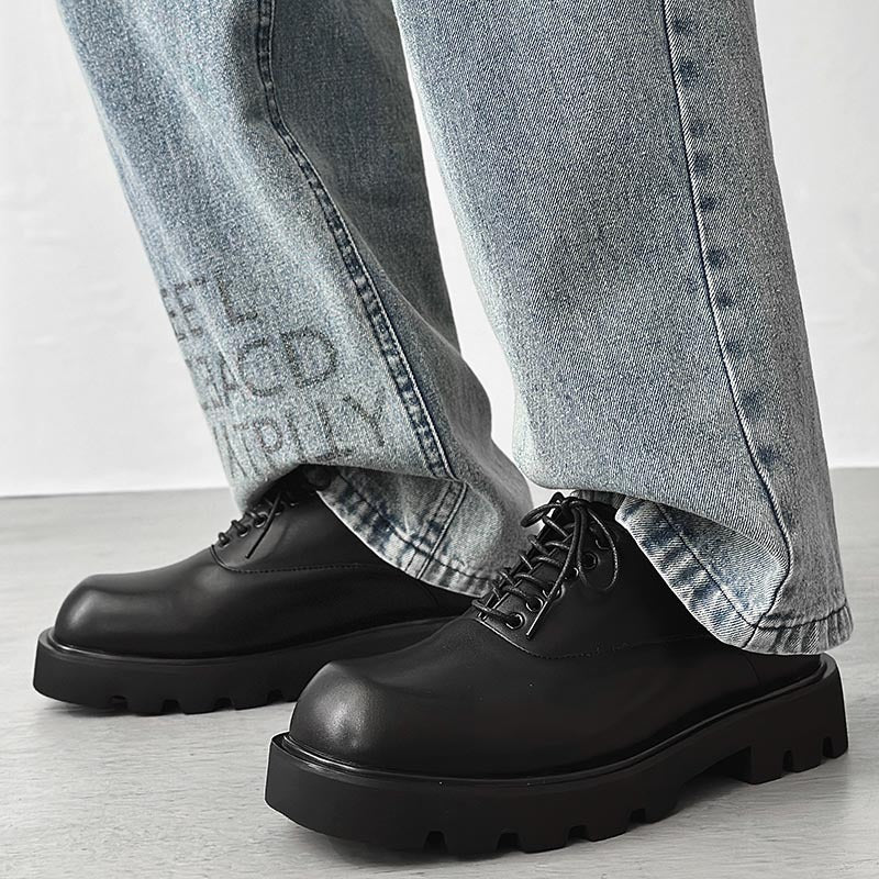 Thick-soled Square-toe Leather Shoes – stylesock