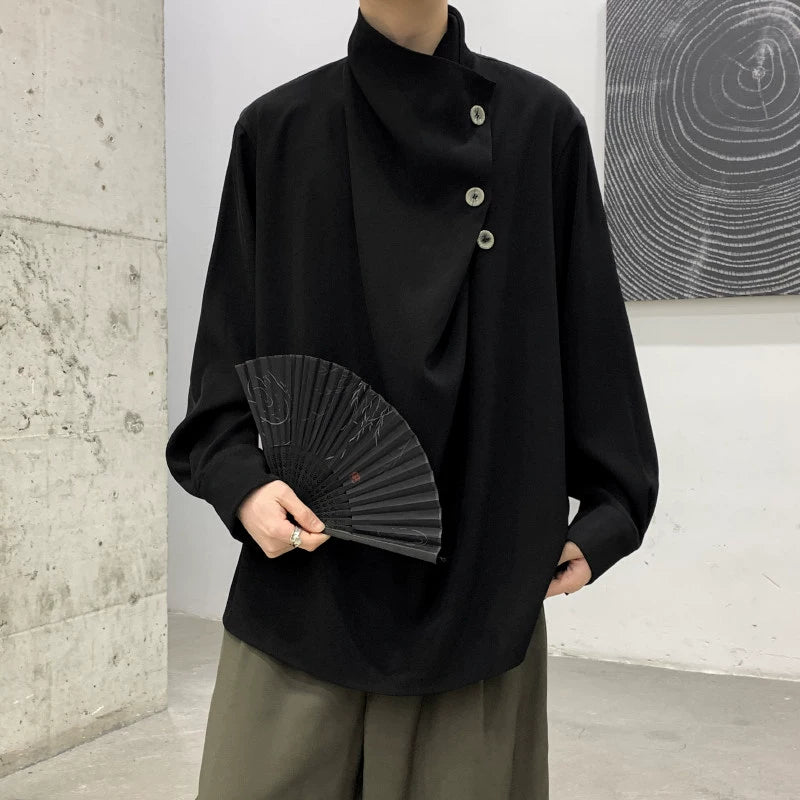 Retro Irregular Button Stand Collar Shirt – stylesock