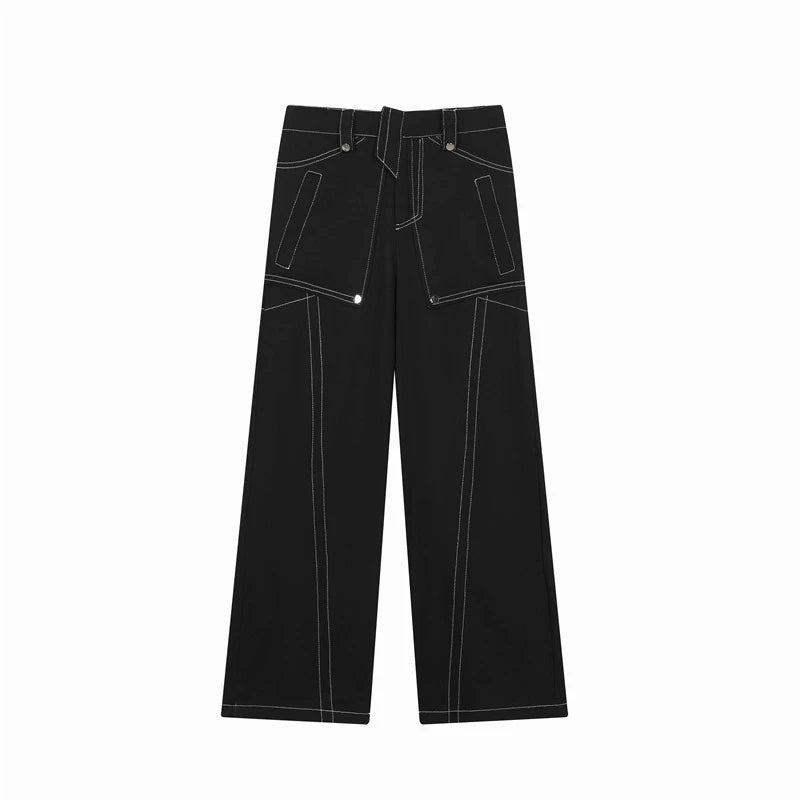 Black Multi-line Design Long Trousers – stylesock