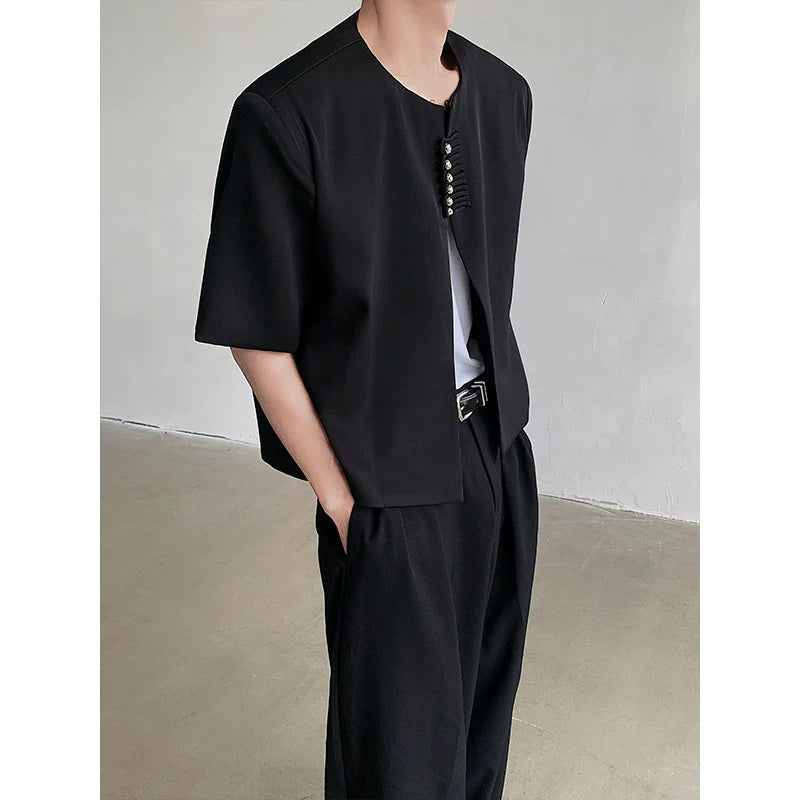 Buttoned Short Shoulder-padded Shirt – stylesock