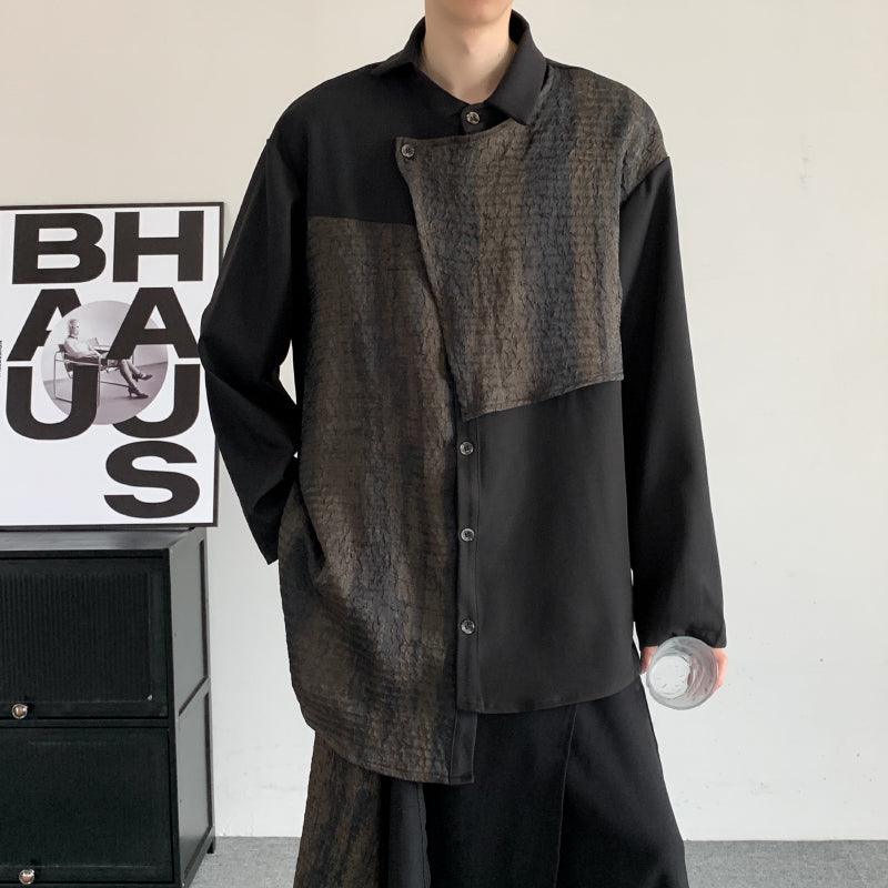Long-sleeved Loose Irregular Patchwork Shirt – stylesock