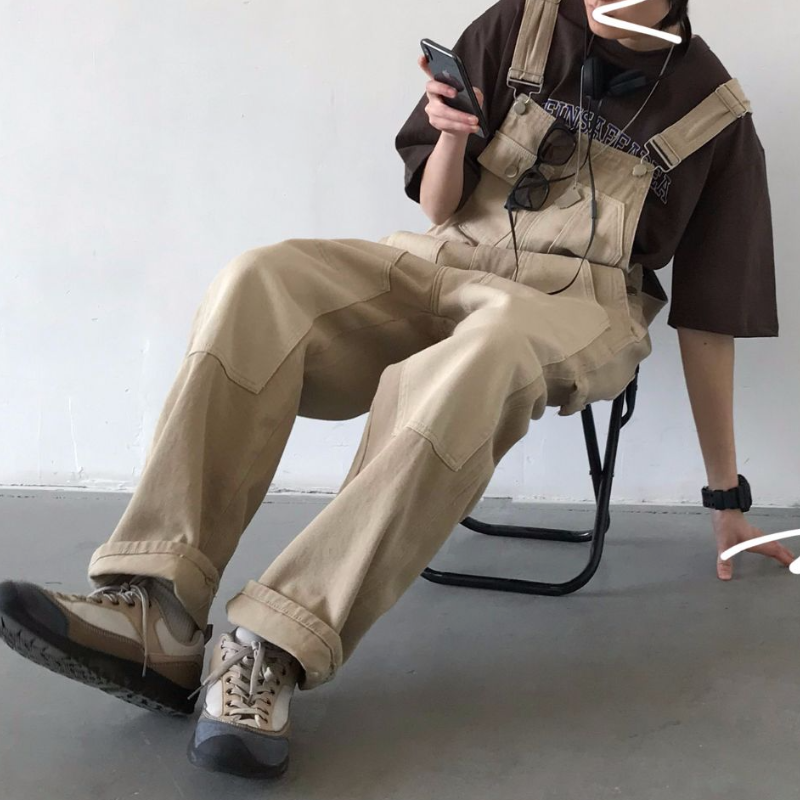 Retro Workwear Colorblock Denim Overalls – stylesock