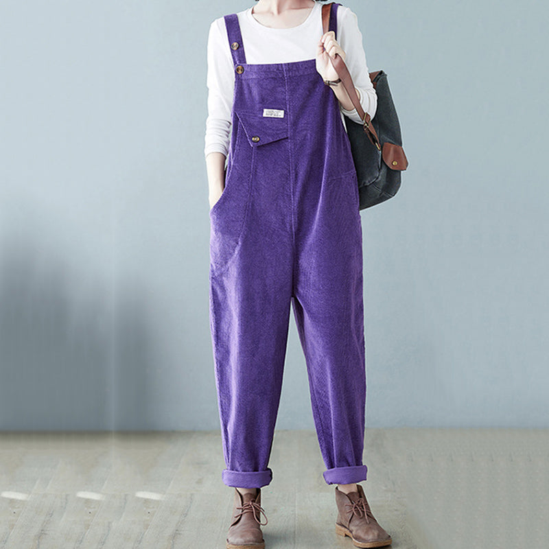 Solid Color Corduroy Harem Overalls – stylesock