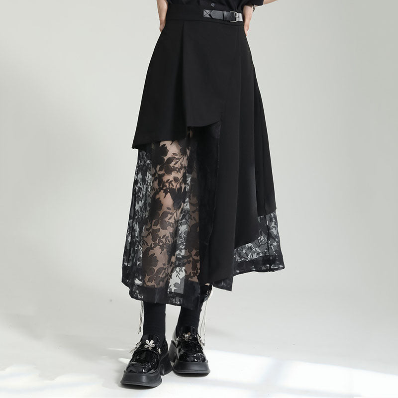 Irregular High-waist Paneled Mesh Skirt – stylesock