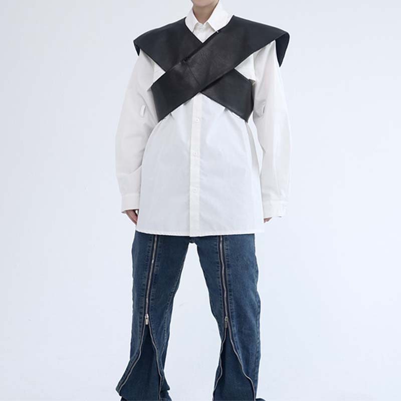 Dark PU Velcro Cross Vest – stylesock