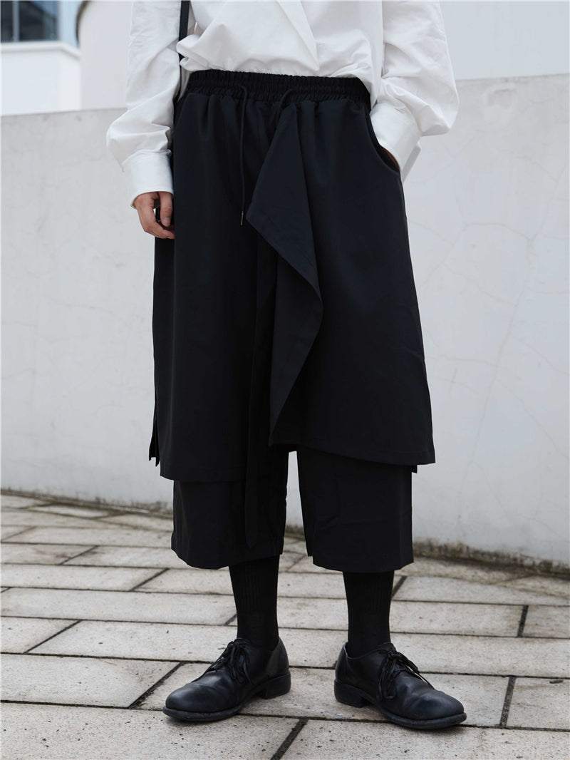 Asymmetric Layered Cropped Wide-Leg Pants – stylesock