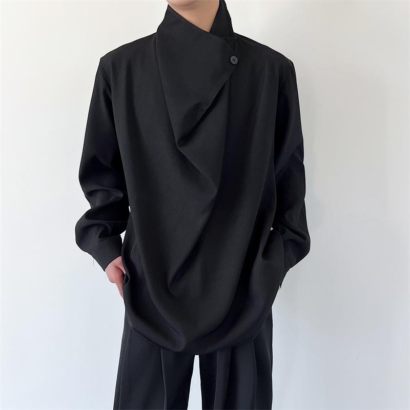 Retro Irregular Half Turtleneck Pullover Shirt – stylesock