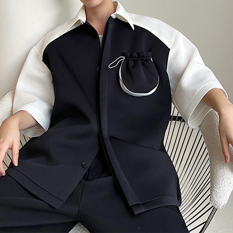 Color Contrast Stitching Short Sleeve Shirt – stylesock