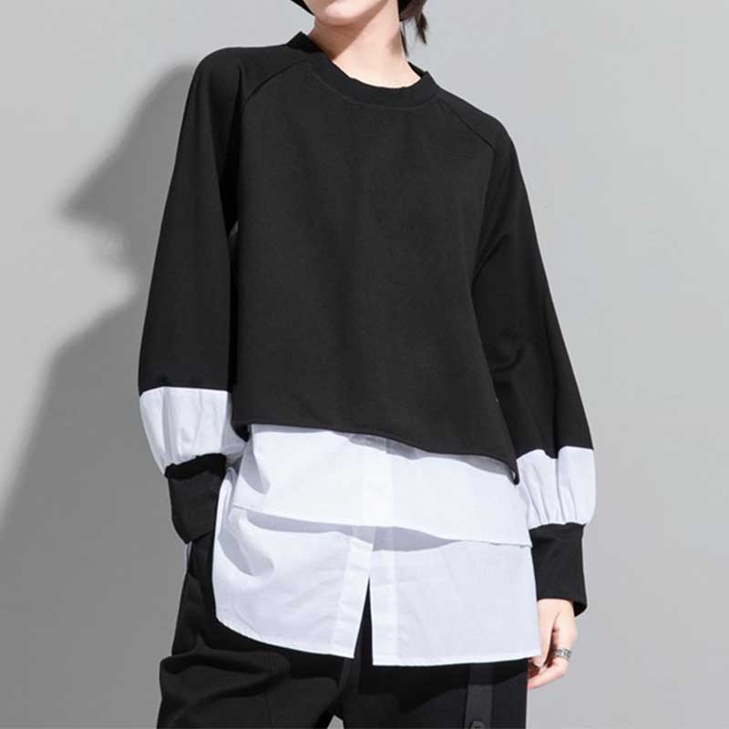 Fake Two-piece Straight Spliced Long-sleeved Shirt – stylesock